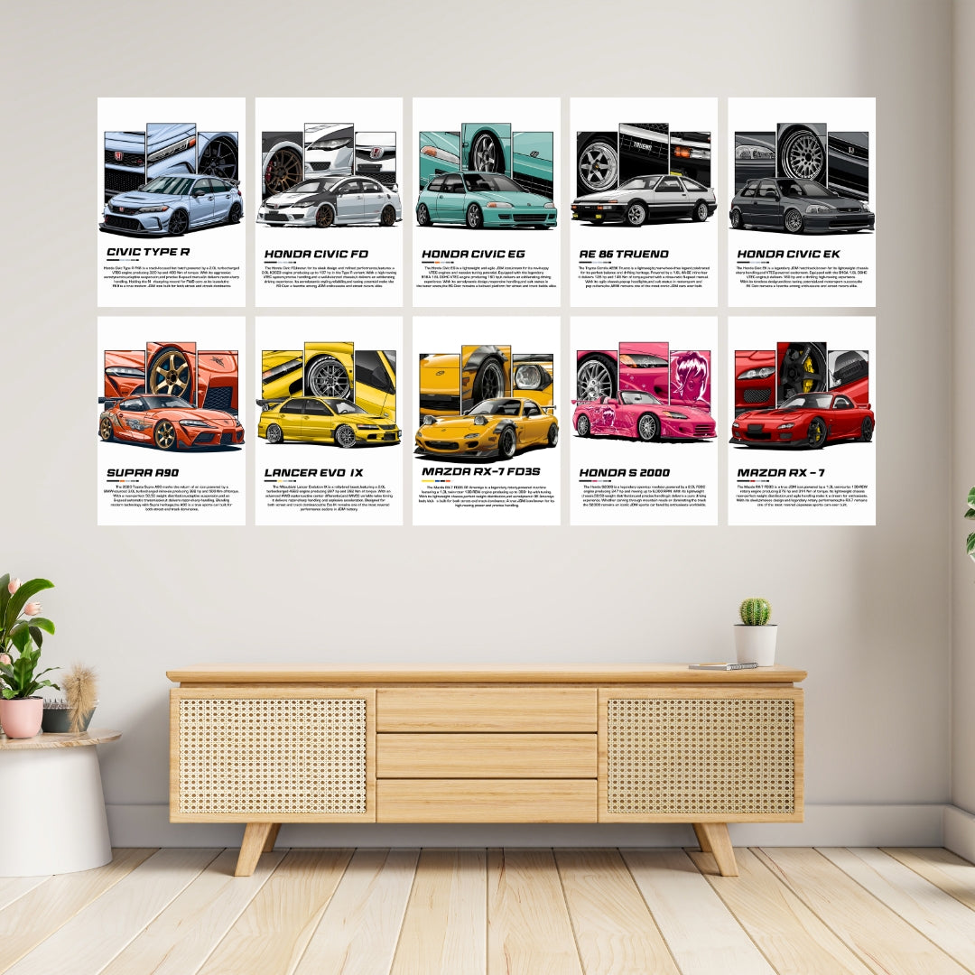 10 JDM Wall poster Combo 21x29 CM – Kunju Vandi